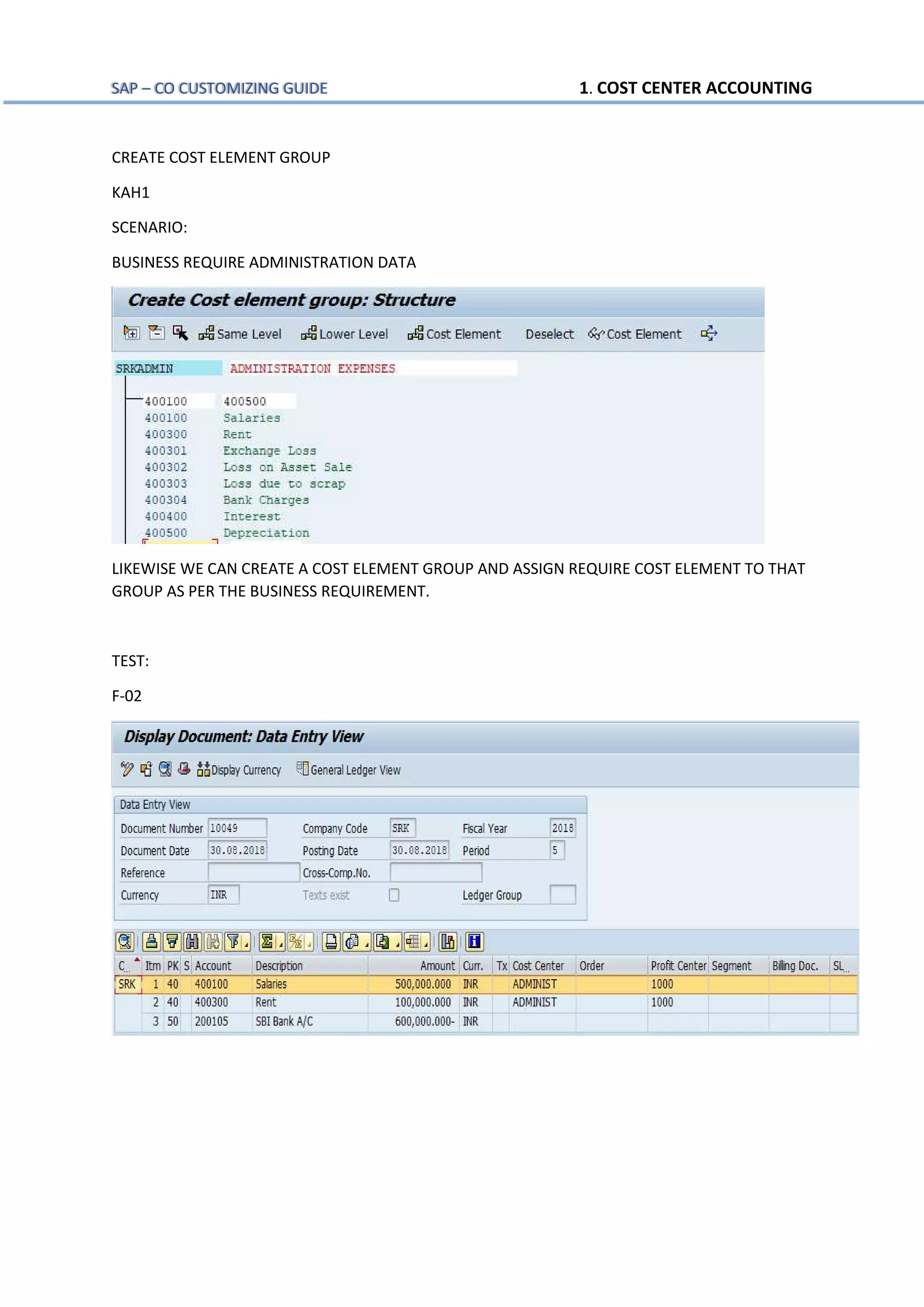 Quick sap co configuration-cost acct. | PDF