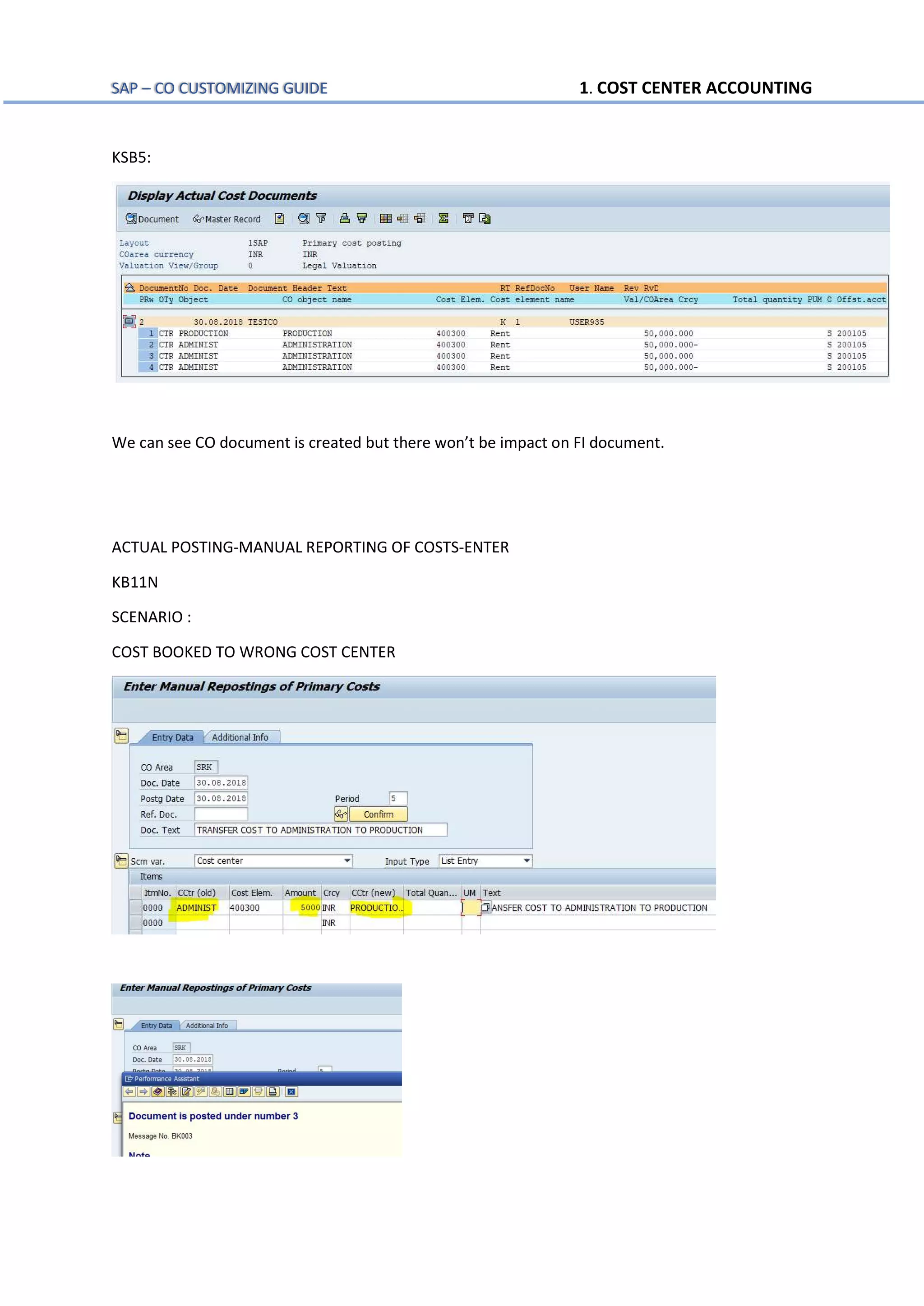 Quick sap co configuration-cost acct. | PDF