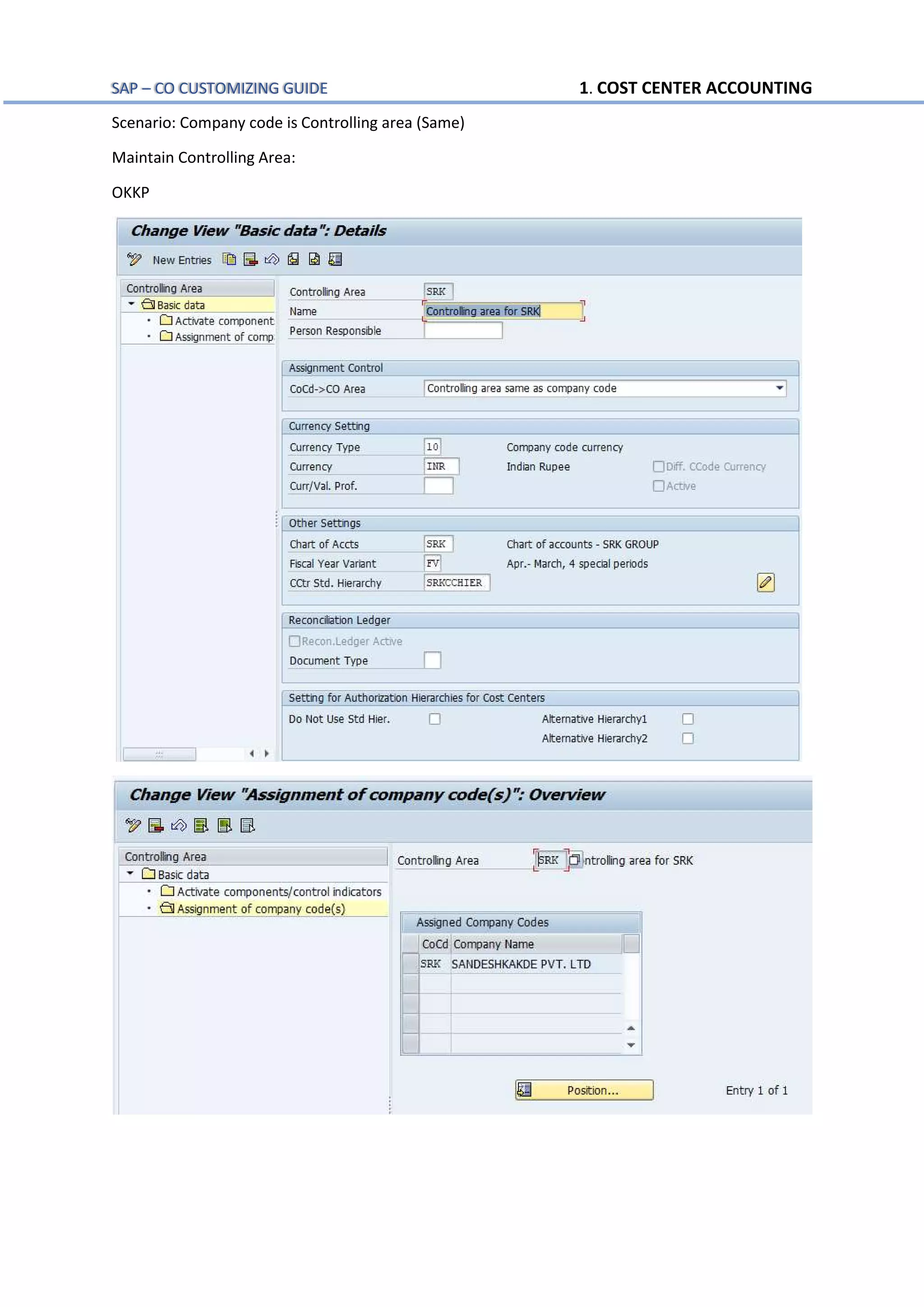Quick sap co configuration-cost acct. | PDF