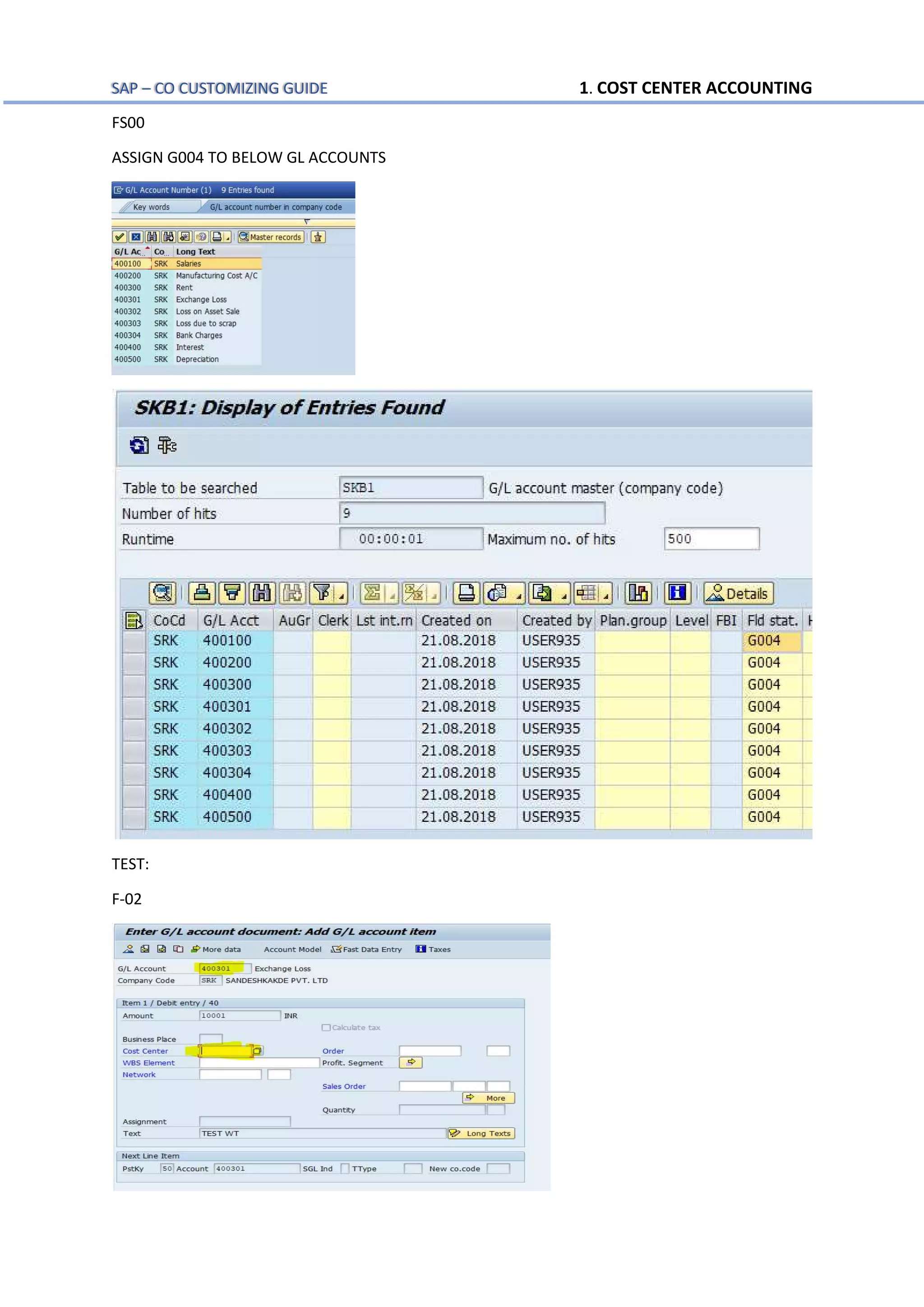 Quick sap co configuration-cost acct. | PDF