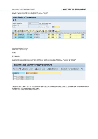Quick sap co configuration-cost acct. | PDF