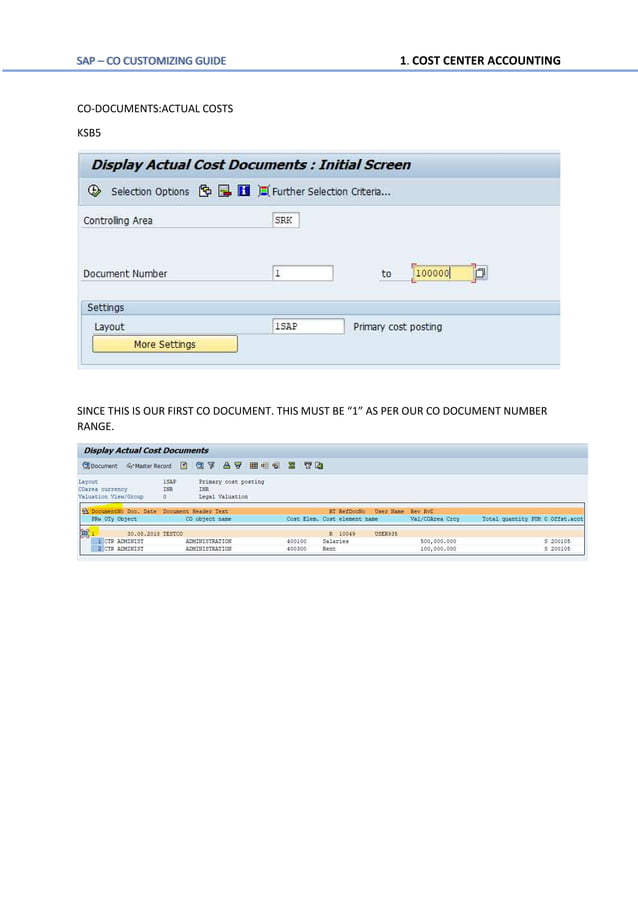 Quick sap co configuration-cost acct. | PDF | Business | Business and ...