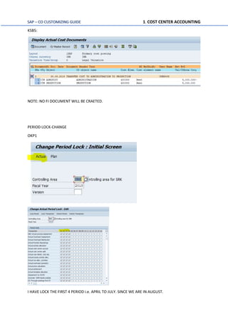 Quick sap co configuration-cost acct. | PDF