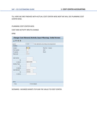 Quick sap co configuration-cost acct. | PDF