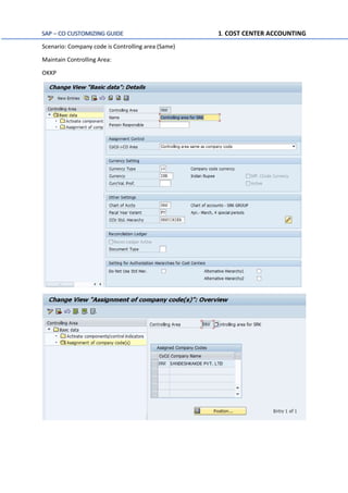 Quick sap co configuration-cost acct. | PDF