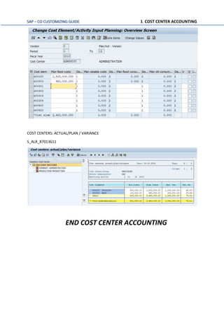 Quick sap co configuration-cost acct. | PDF