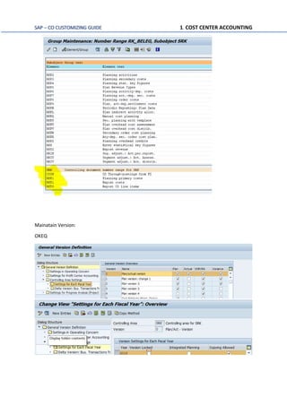 Quick sap co configuration-cost acct. | PDF