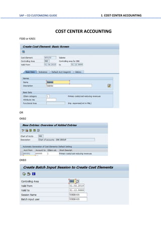 Quick sap co configuration-cost acct. | PDF