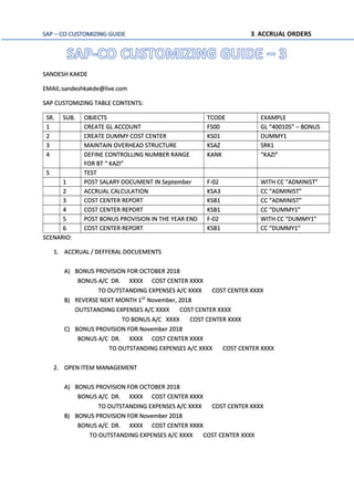 Quick sap co configuration accrual | PDF