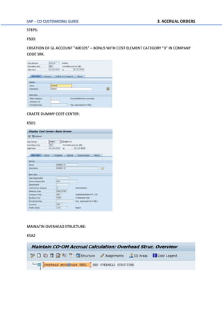 Quick sap co configuration accrual | PDF