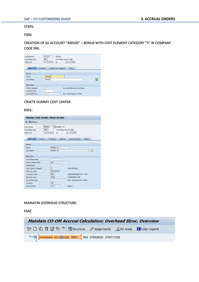 Quick sap co configuration accrual | PDF