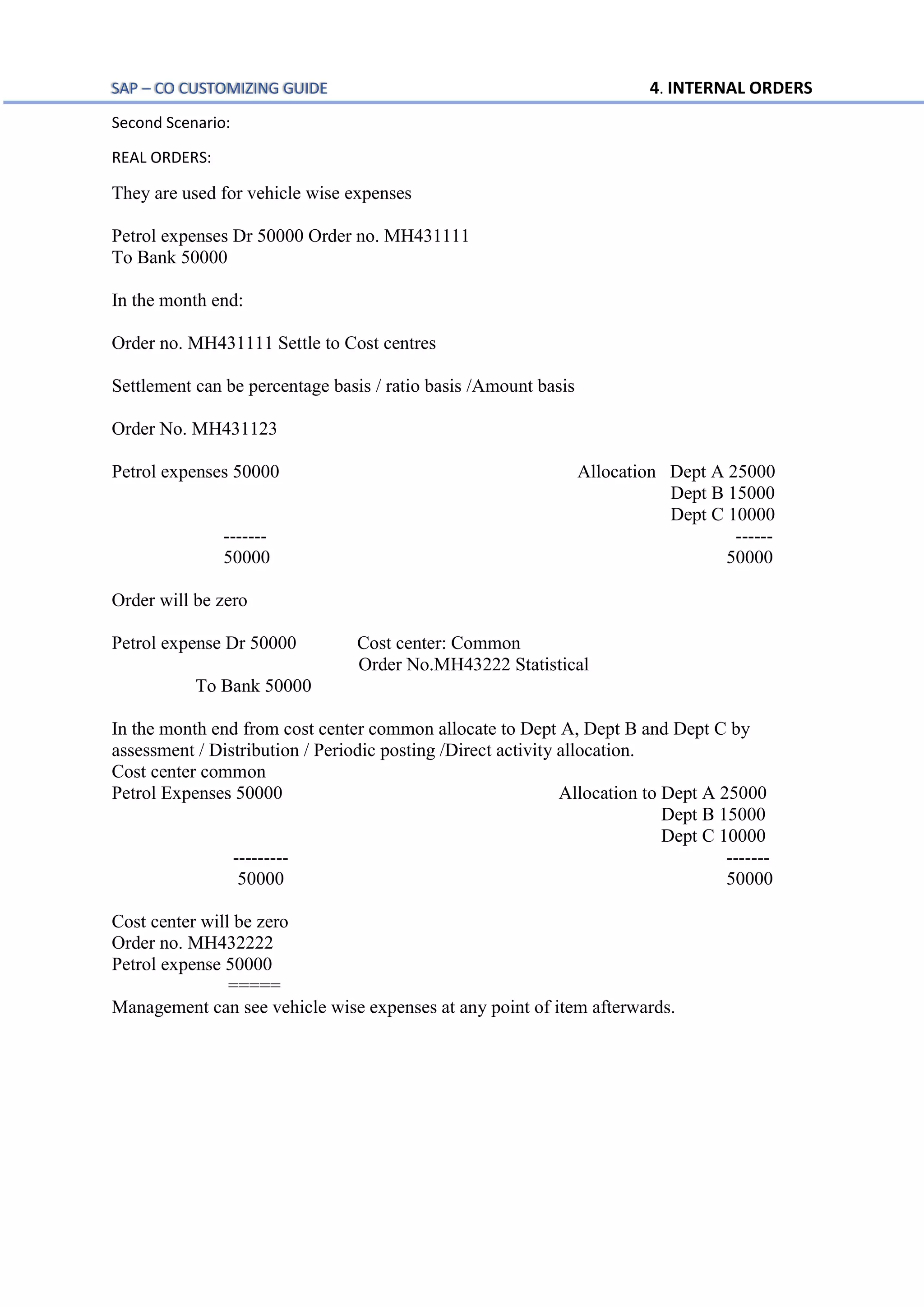 Quick sap co configuration Internal Order | PDF