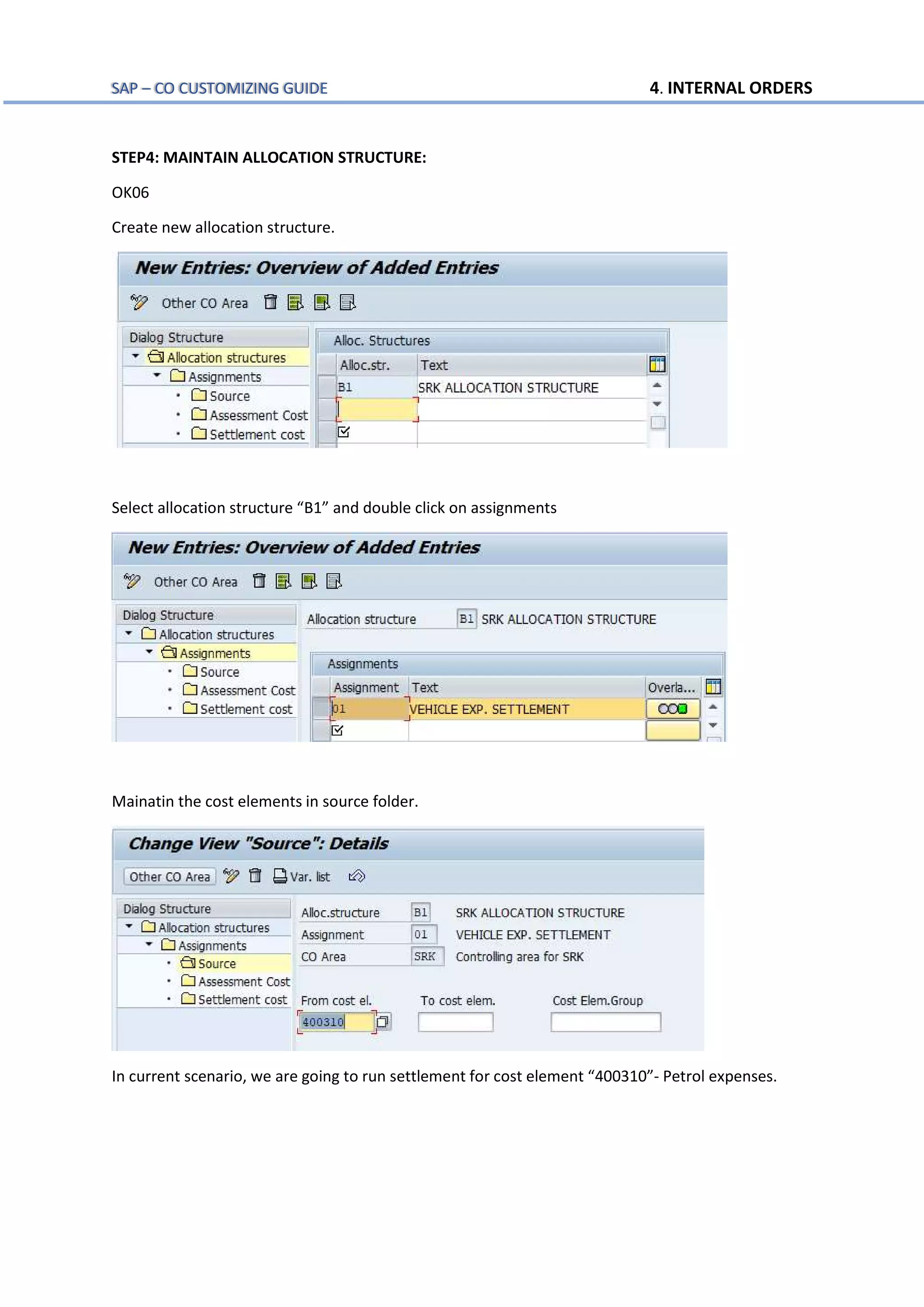 Quick sap co configuration Internal Order | PDF