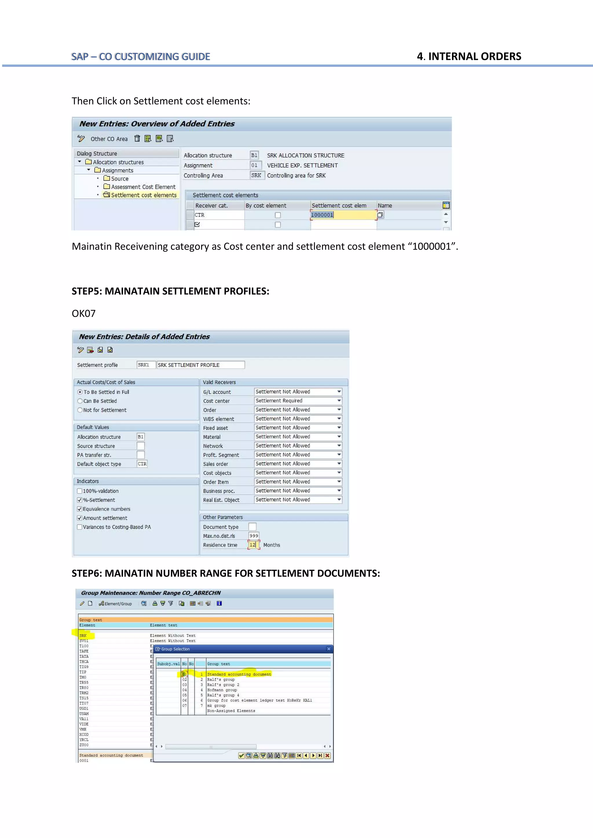 Quick sap co configuration Internal Order | PDF