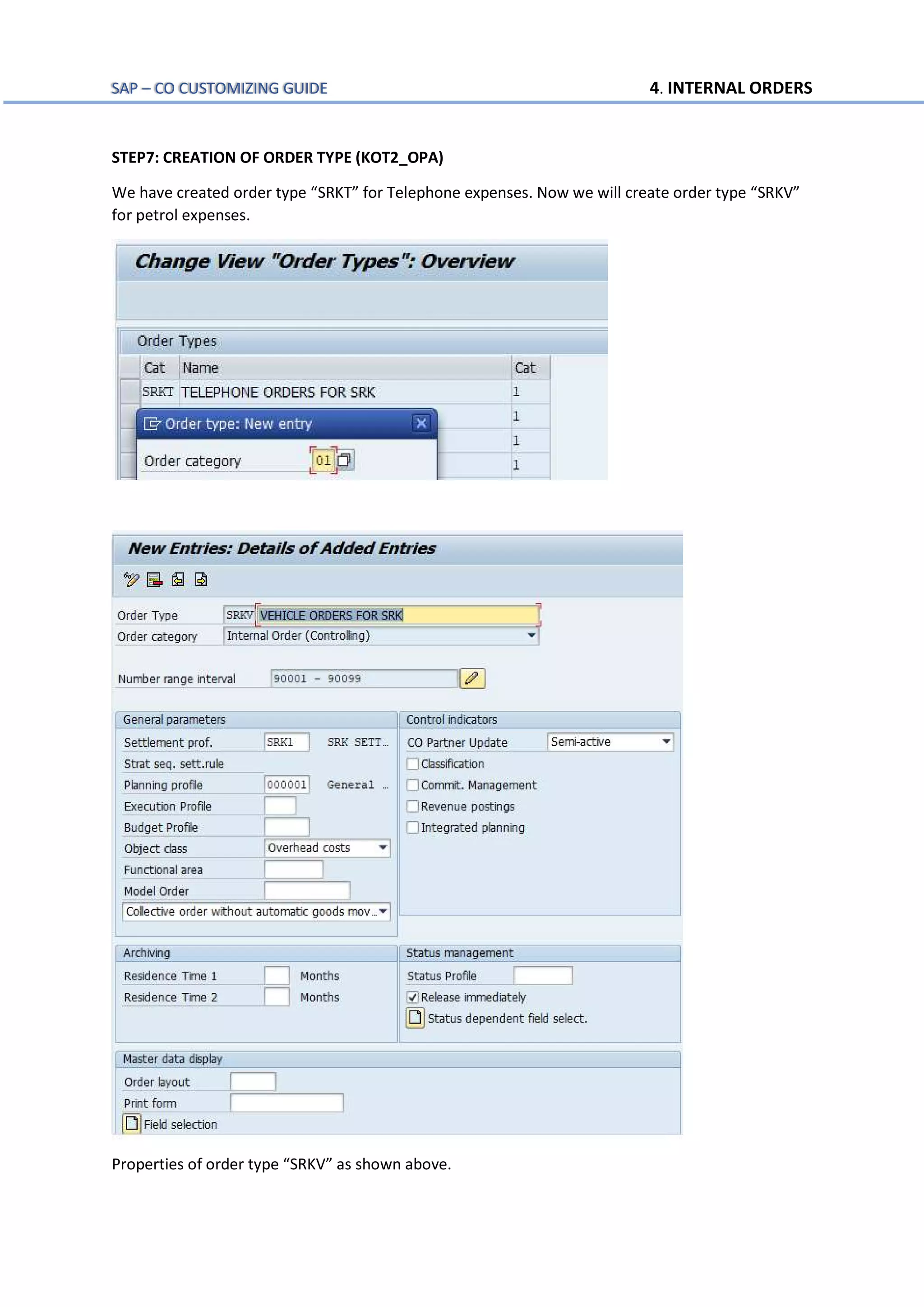 Quick sap co configuration Internal Order | PDF