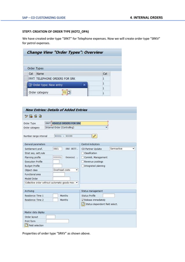 Quick sap co configuration Internal Order | PDF | Automotive Industry ...