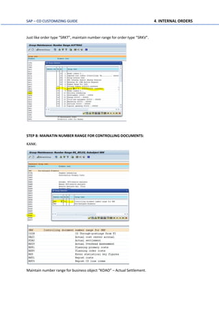 Quick sap co configuration Internal Order | PDF