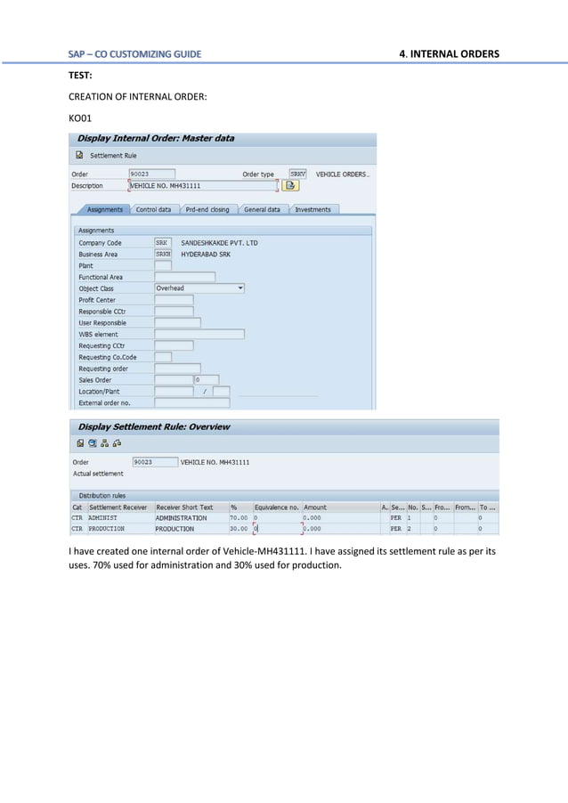 Quick sap co configuration Internal Order | PDF | Automotive Industry ...