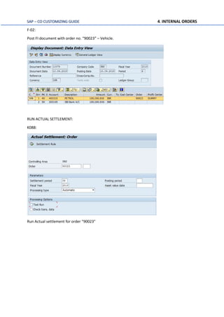 Quick sap co configuration Internal Order | PDF