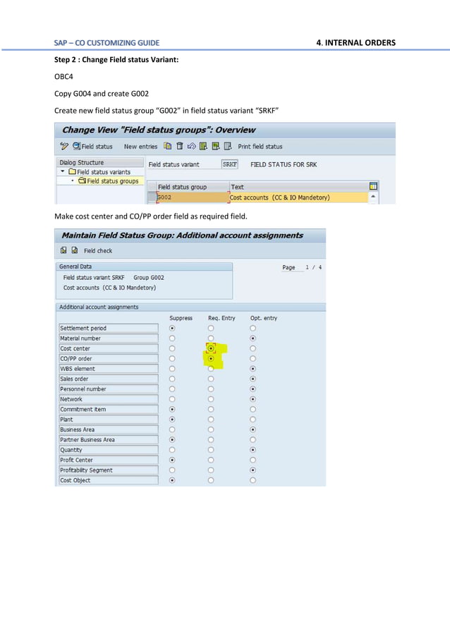 Quick sap co configuration Internal Order | PDF | Automotive Industry ...