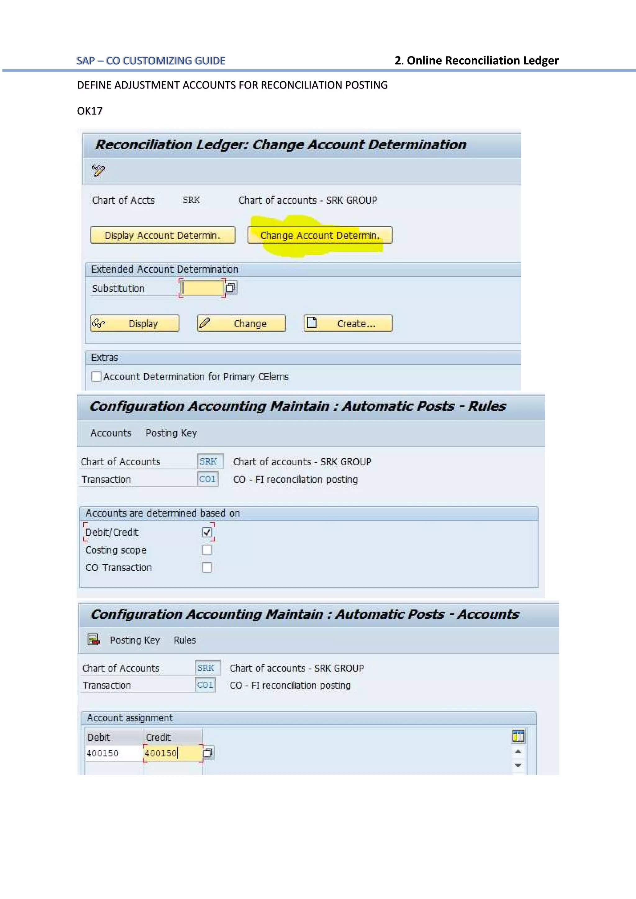 Quick sap co configuration online reconciliation ledger | PDF