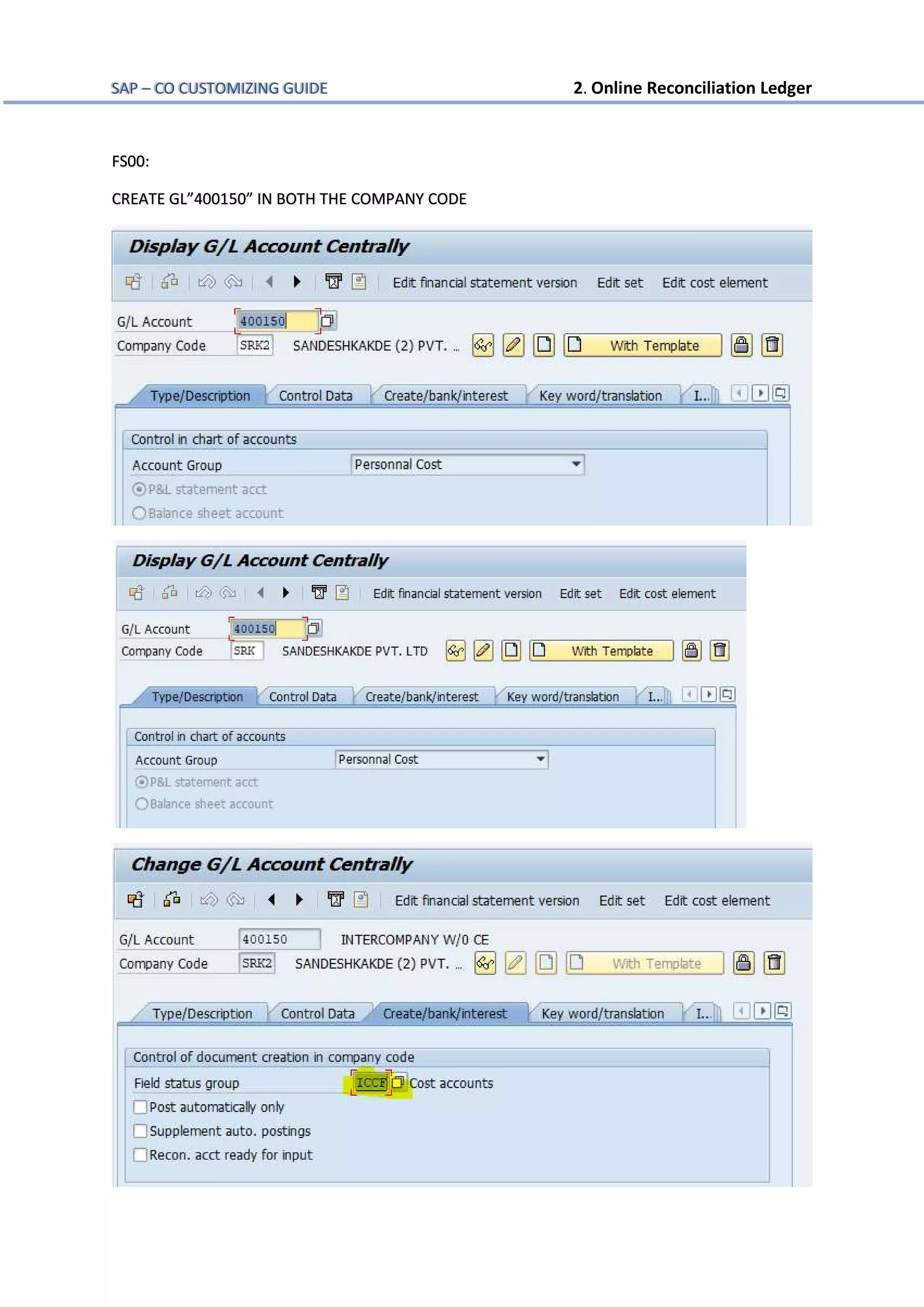 Quick sap co configuration online reconciliation ledger | PDF
