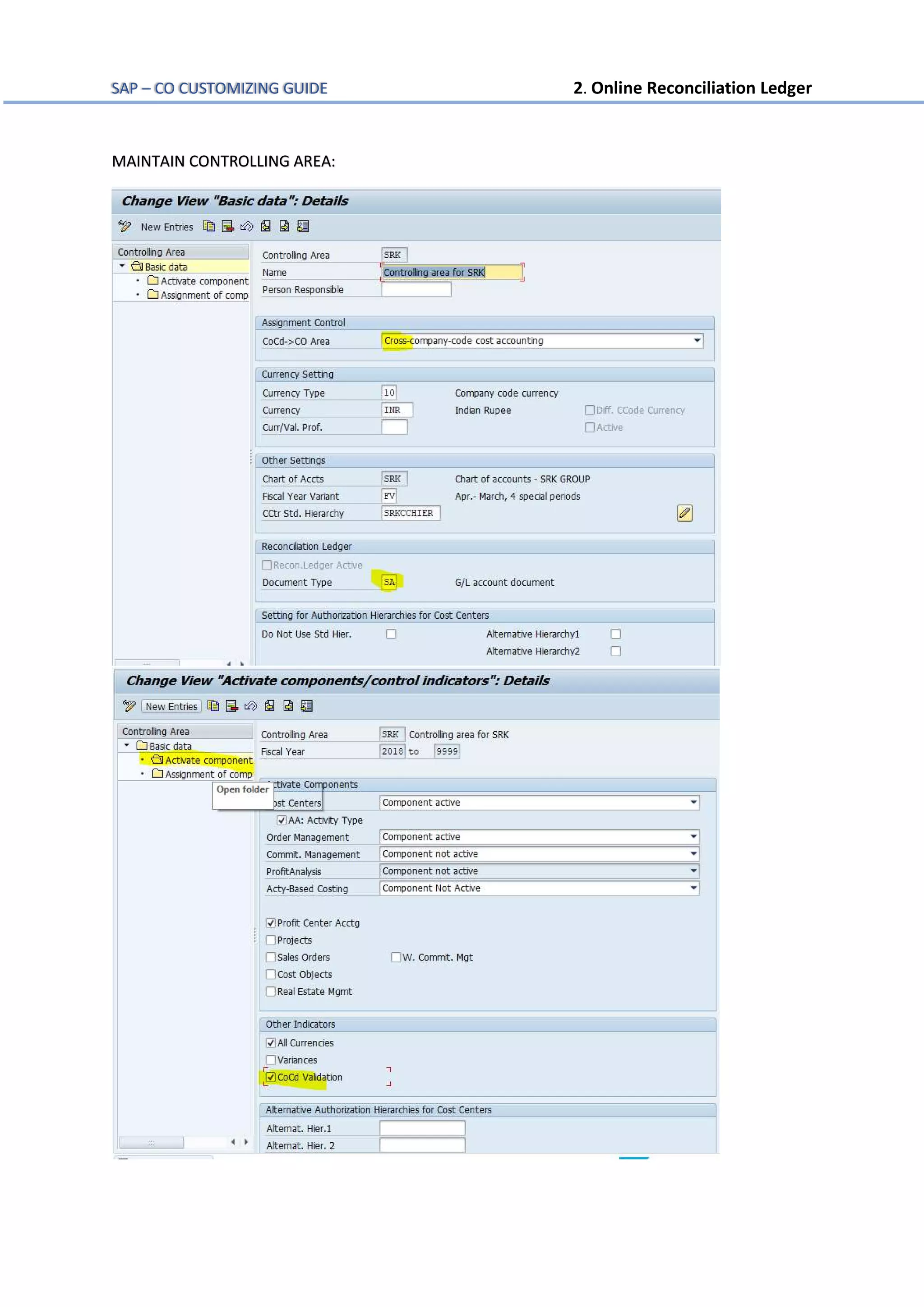 Quick sap co configuration online reconciliation ledger | PDF