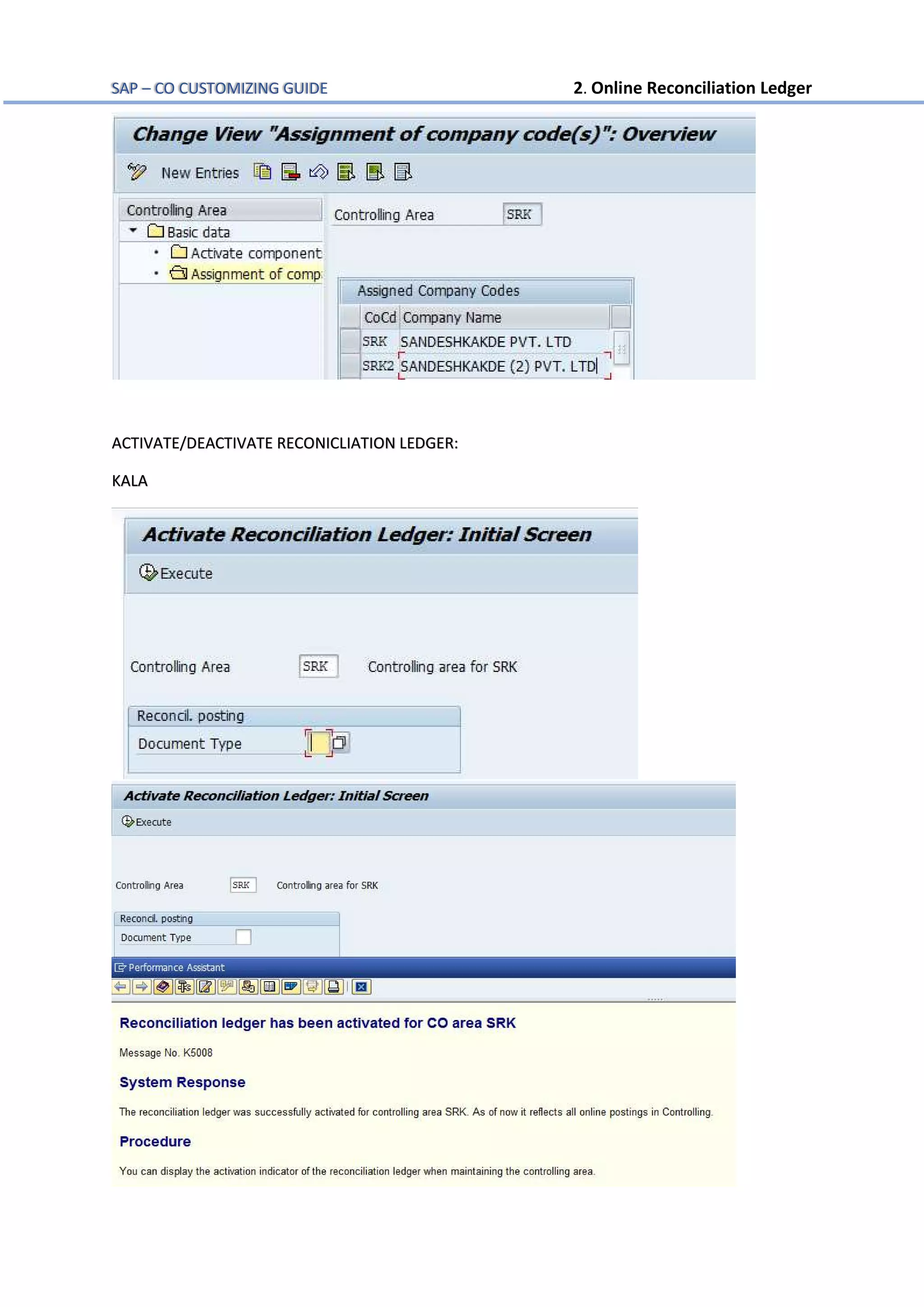 Quick sap co configuration online reconciliation ledger | PDF