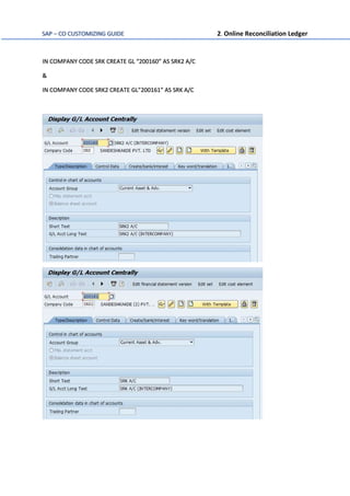 Quick sap co configuration online reconciliation ledger | PDF