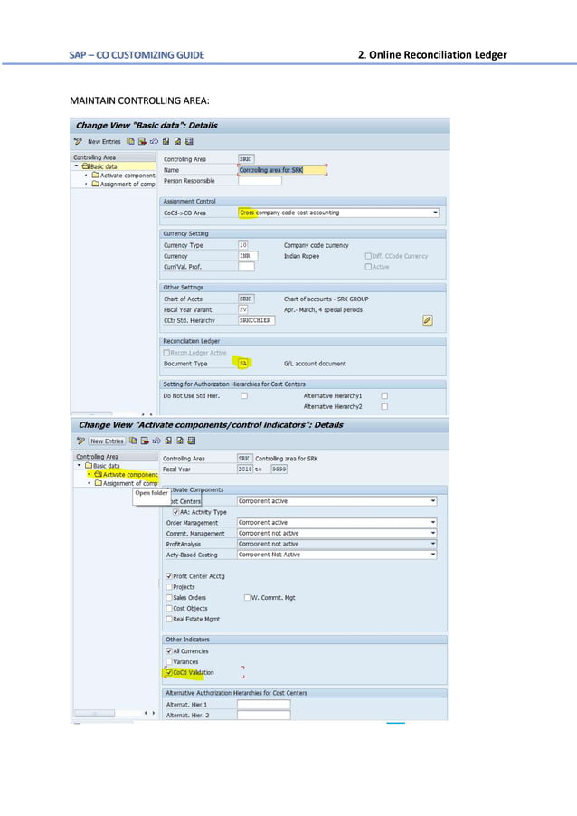 Quick sap co configuration online reconciliation ledger | PDF