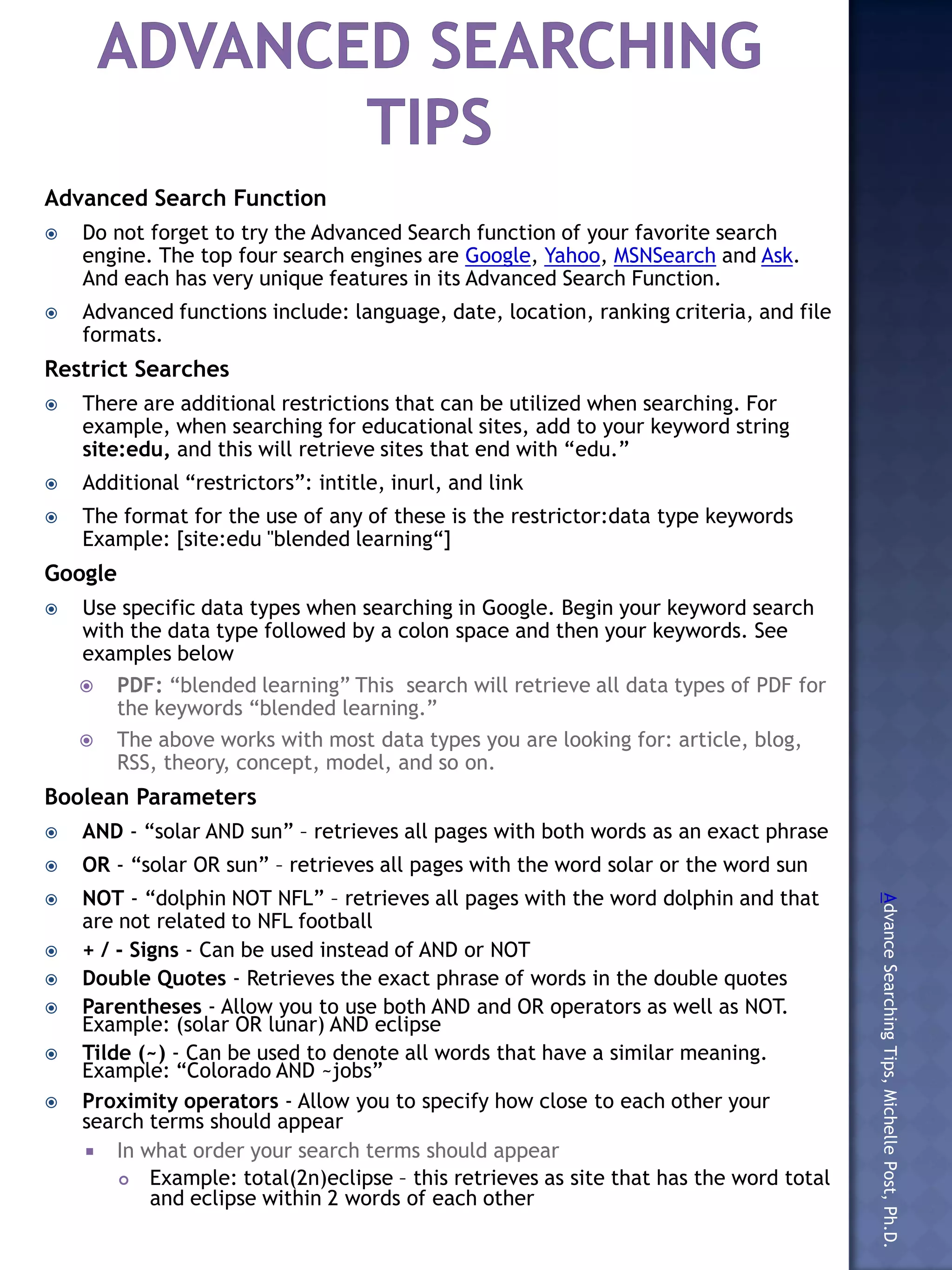 Quick sheet advanced searching tips | PDF