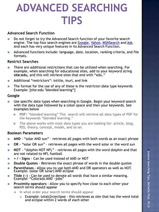 Quick sheet advanced searching tips | PDF