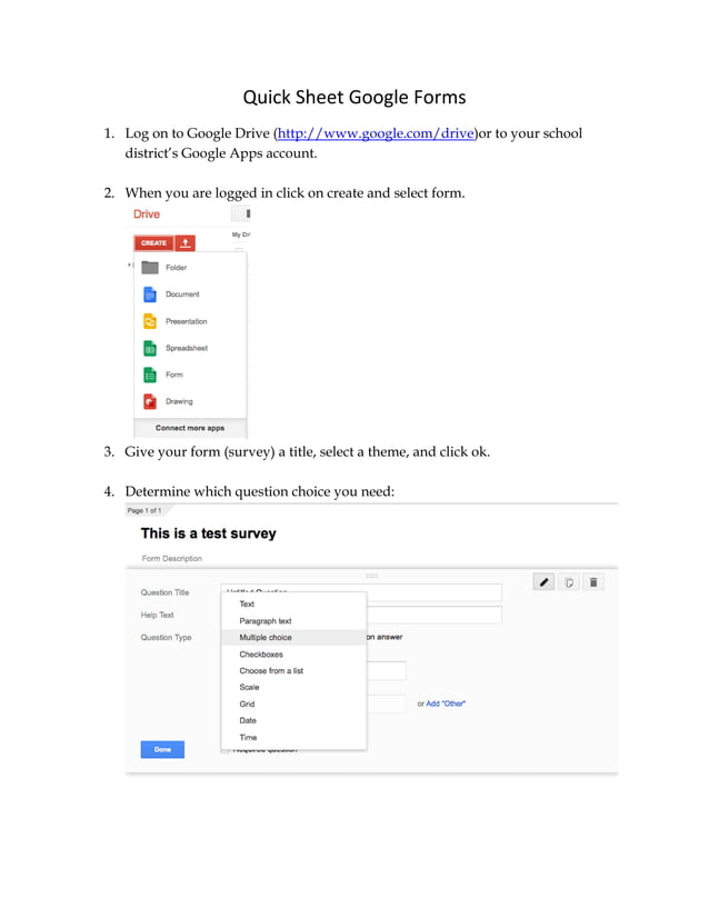 Quick sheet google forms | DOCX | Technology & Computing