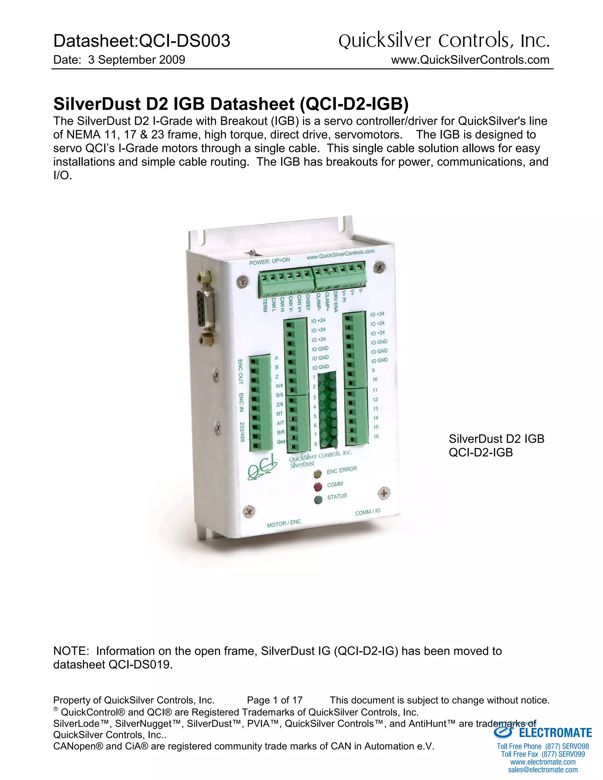 QuickSilver Controls QCI-DS003 QCI-D2-IGB | PDF | Computer Peripherals ...