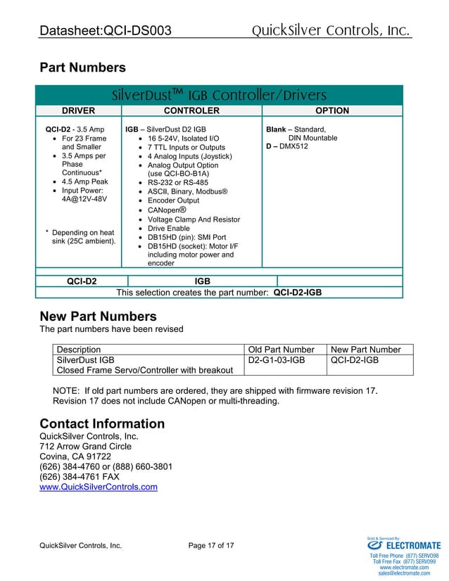 QuickSilver Controls QCI-DS003 QCI-D2-IGB | PDF | Computer Peripherals | Computing