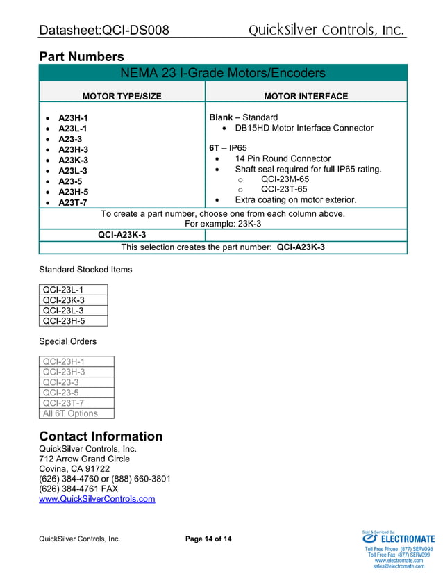 QuickSilver Controls QCI-DS008 QCI-A23 | PDF