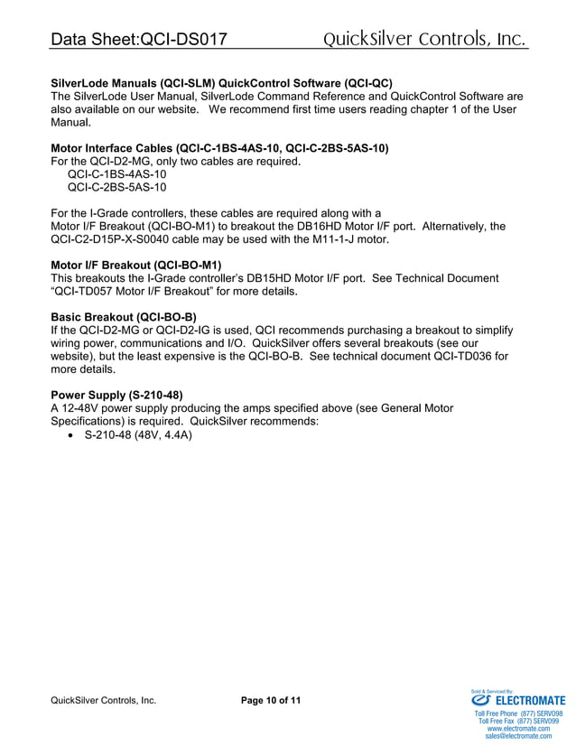 QuickSilver Controls QCI-DS017 QCI-M11 | PDF