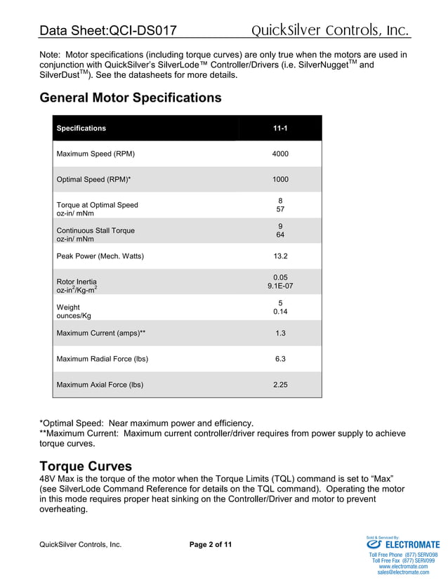QuickSilver Controls QCI-DS017 QCI-M11 | PDF