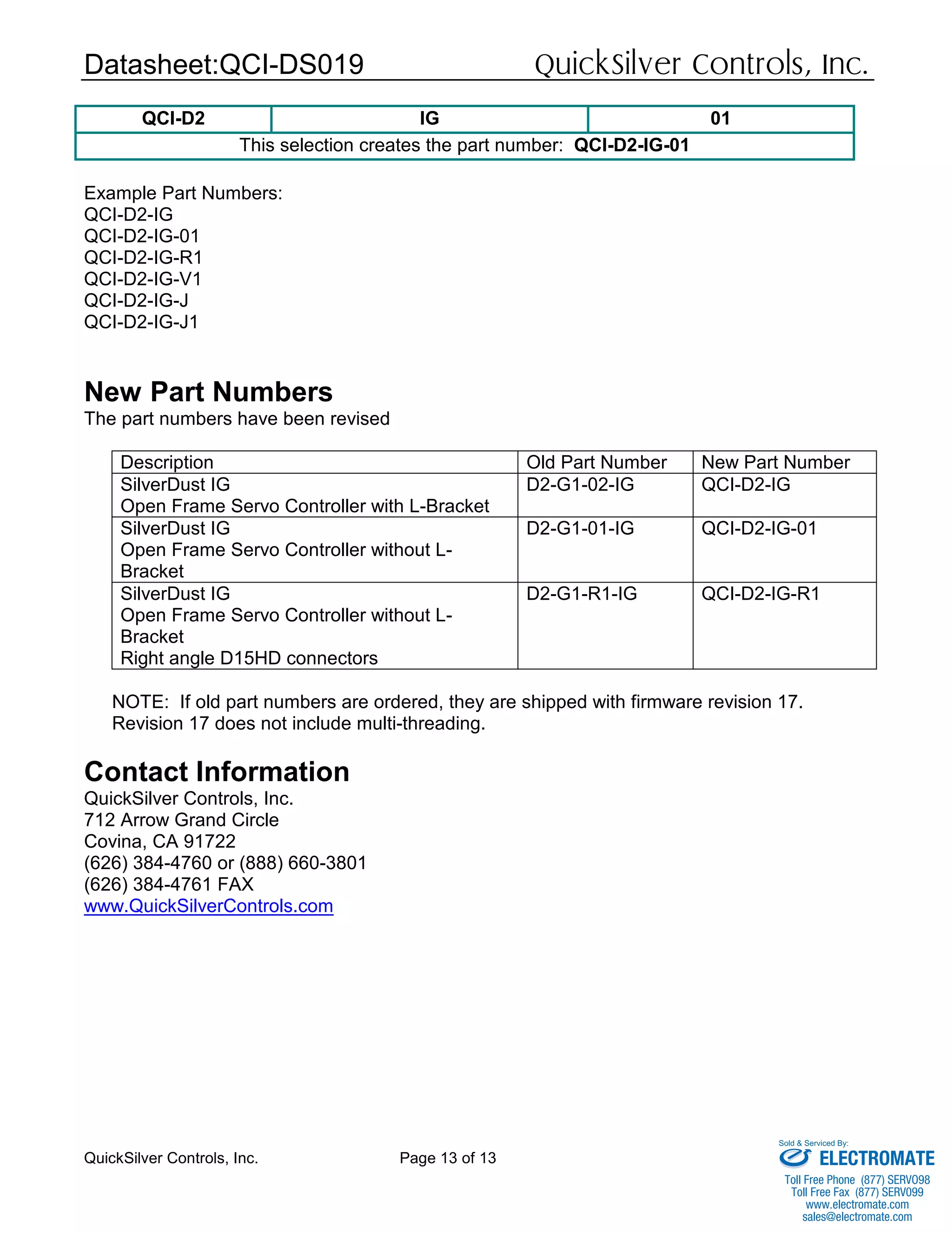 QuickSilver Controls QCI-DS019 QCI-D2-IG | PDF