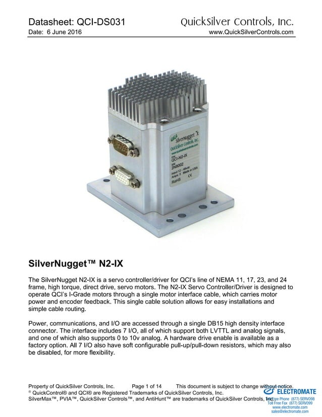 QuickSilver Controls QCI-DS031 QCI-N2-IX | PDF