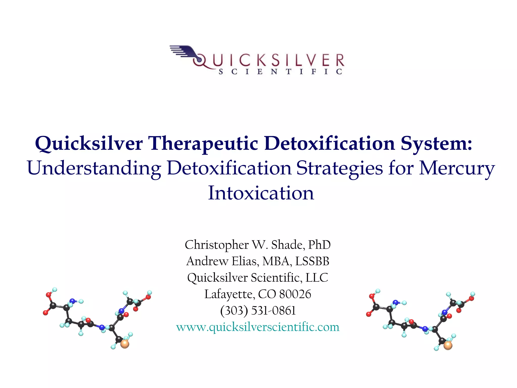 Quicksilver Scientific Therapeutic Detoxification System | PPT