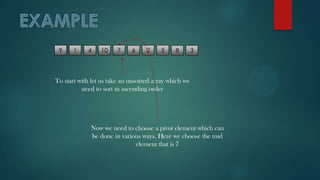 Quicksort Algorithm..simply defined through animations..!! | PPTX