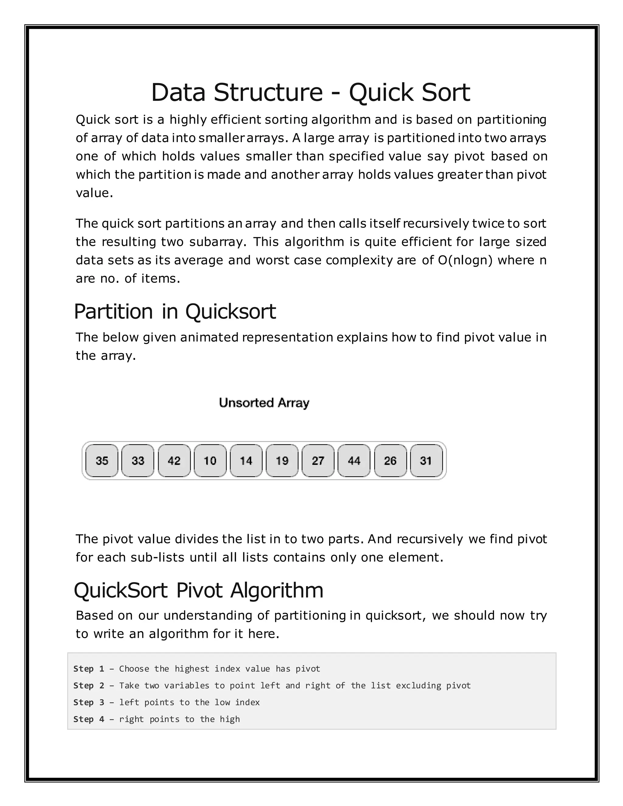 Quick sort | DOCX