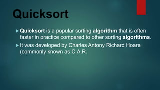 Quicksort ALGORITHM | PPT