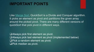 Quicksort ALGORITHM | PPT
