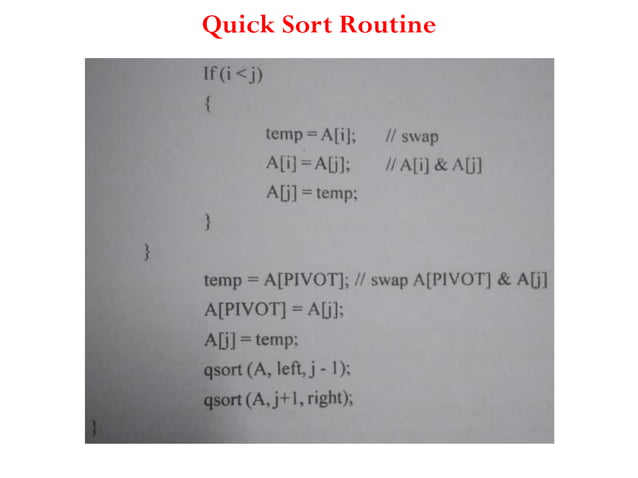 Quick Sort Algorithm For Sorting An Array Of Elements Ppt 7241