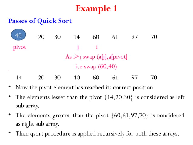 Quick Sort algorithm for sorting an array of elements | PPT