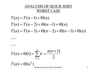Quick sort algo analysis | PDF