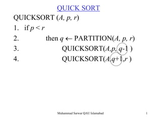 Quick sort algo analysis | PPT