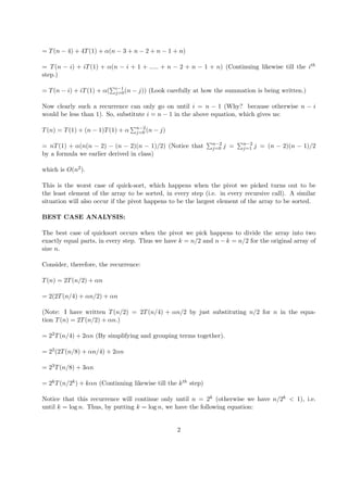 Quicksort analysis | PDF | Programming Languages | Computing